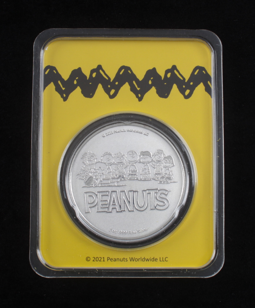 2021 Peanuts Snoopy & Woodstock 1 oz Colorized .999 Silver Coin with ...