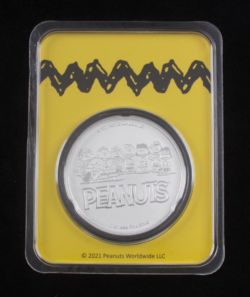 2021 Peanuts Snoopy & Woodstock 1 oz Colorized .999 Silver Coin with ...