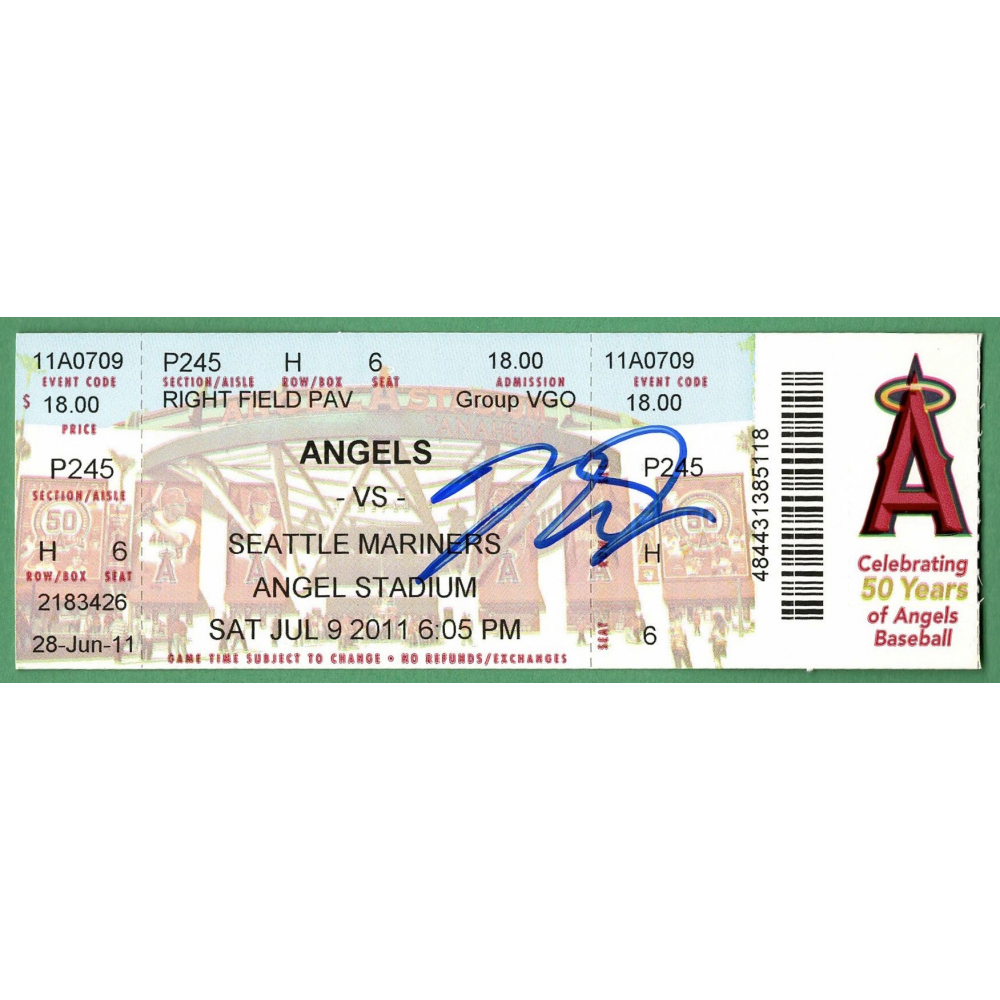 Mike Trout Signed 1st MLB Hit Game Ticket from July 9, 2011 (MLB ...