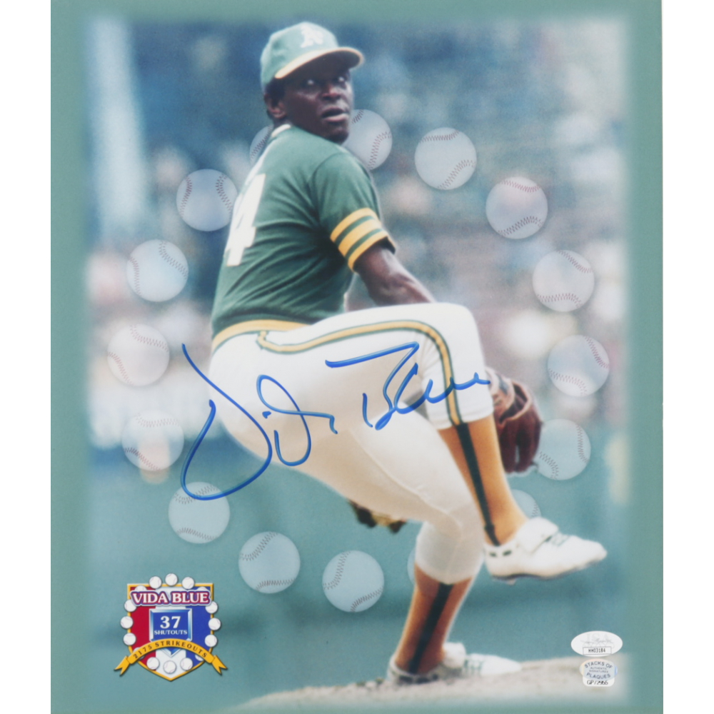 Vida Blue Signed Athletics 12x14 Photo (JSA COA & Stacks of Plaques COA ...