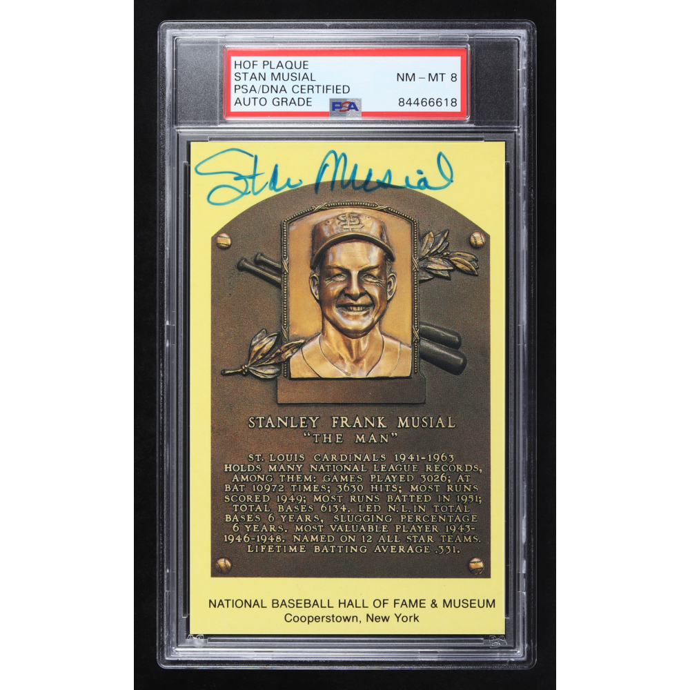 Stan Musial Signed Hall of Fame Plaque Postcard (PSA Encapsulated ...