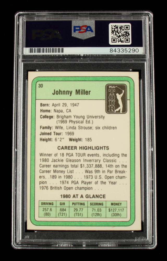 Johnny Miller Signed 1981 Donruss #30 RC (PSA Encapsulated) | Pristine ...