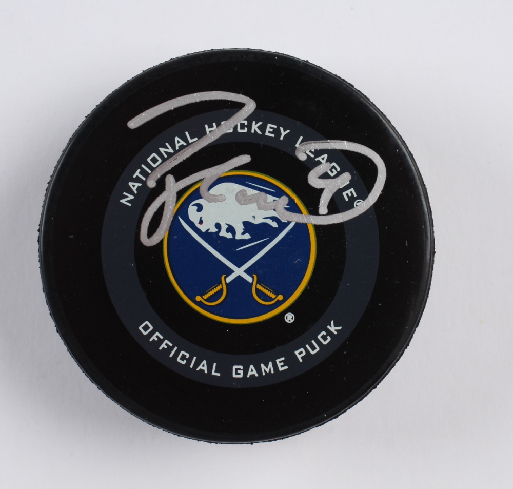 Taylor Hall Signed Sabres Logo Hockey Puck (FSM COA) | Pristine Auction