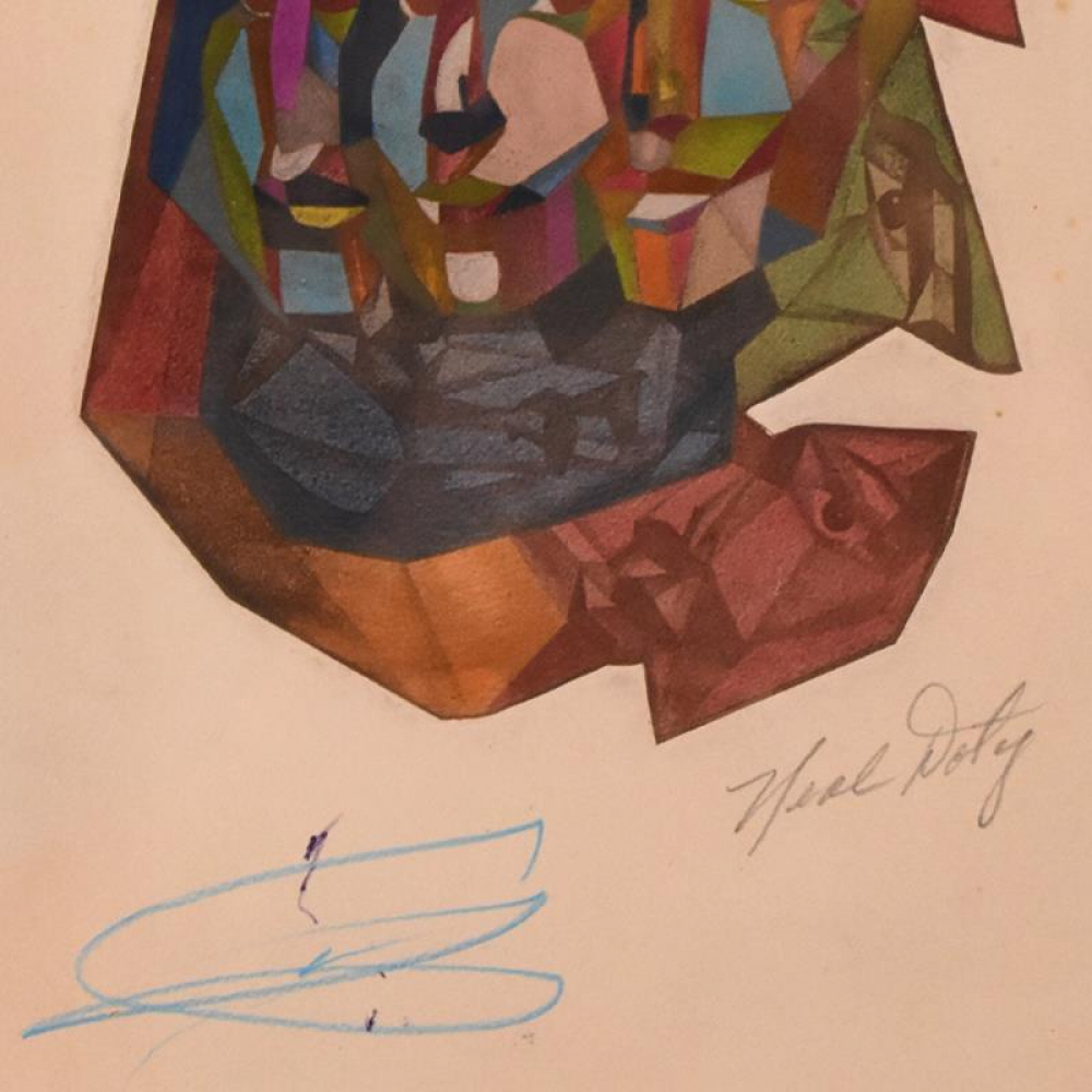 Neal Doty Signed "Untitled" 17x20 Custom Framed Original Drawing (PA ...