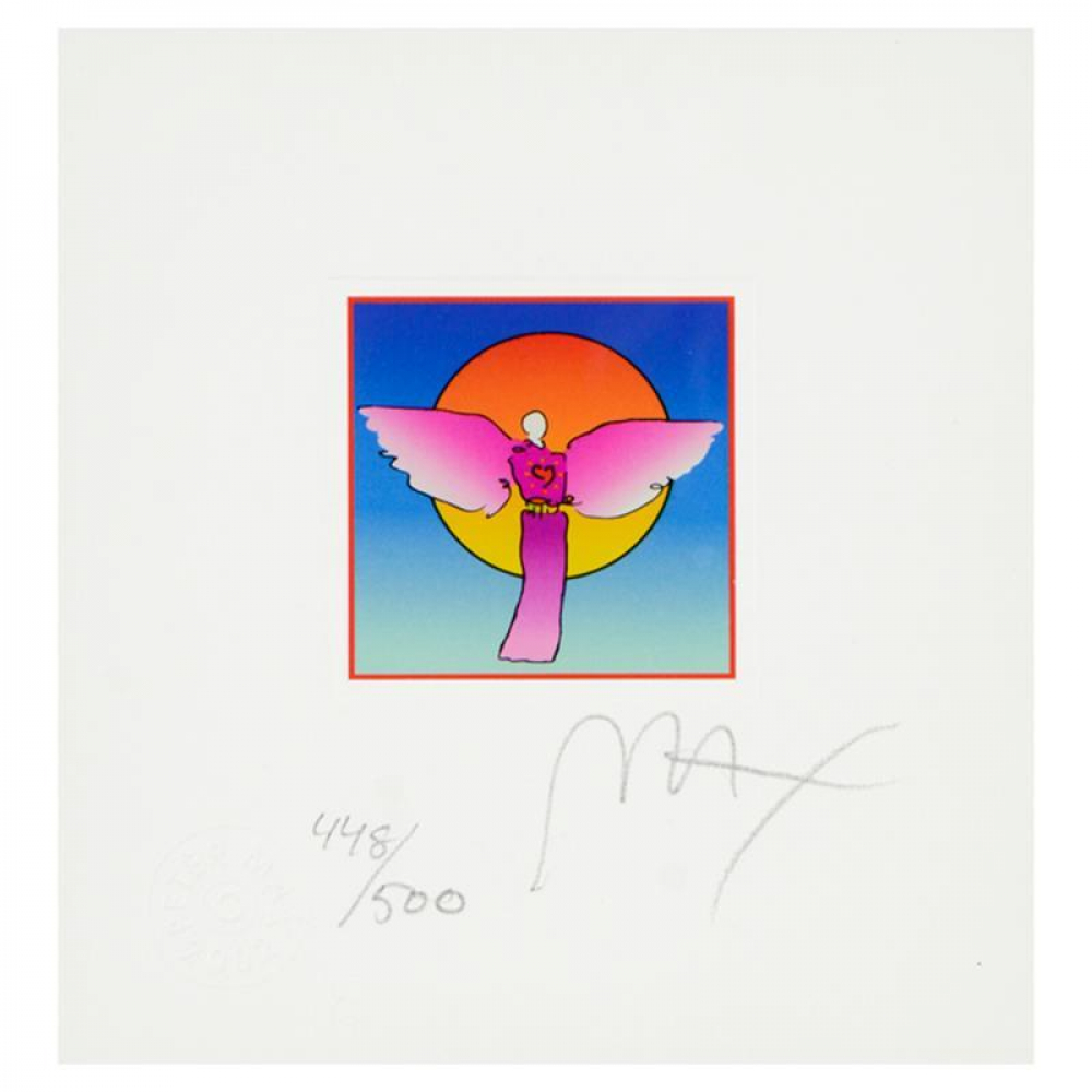 Peter Max Signed "Angel with Sun (Ver II)" LE 14x15 Custom Framed ...