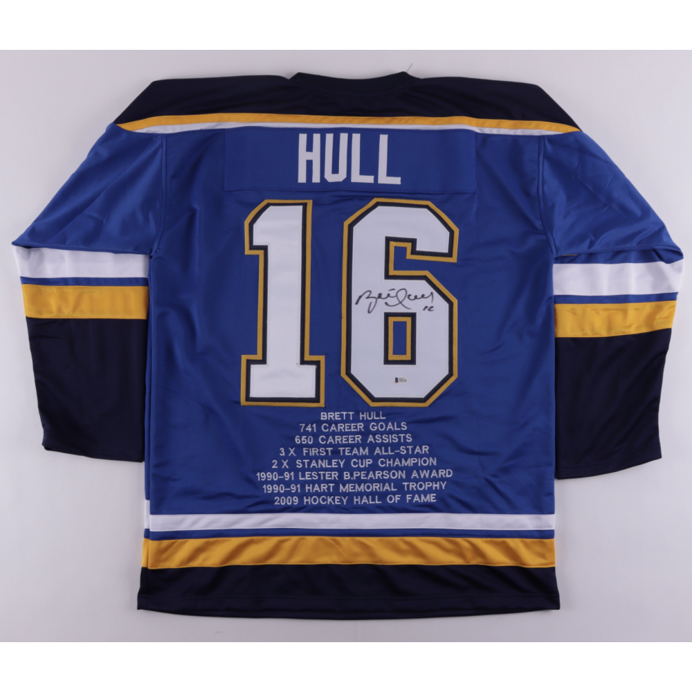 Brett Hull Signed Career Highlight Stat Jersey (Beckett) | Pristine Auction