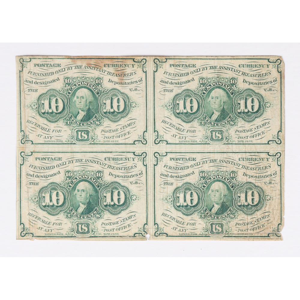 1862 10 Cent U.S. Fractional Pane Currency Note | Pristine Auction