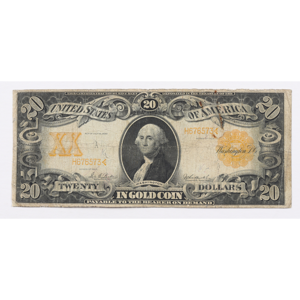 1922 $20 Twenty Dollar U.S. Gold Certificate Bank Note | Pristine Auction