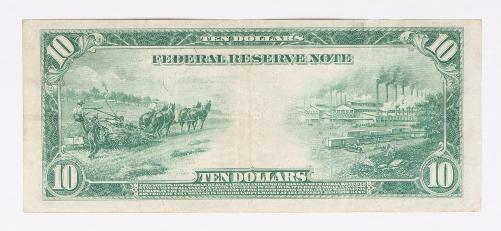 1913 $10 Ten Dollar U.S. Federal Reserve Note | Pristine Auction