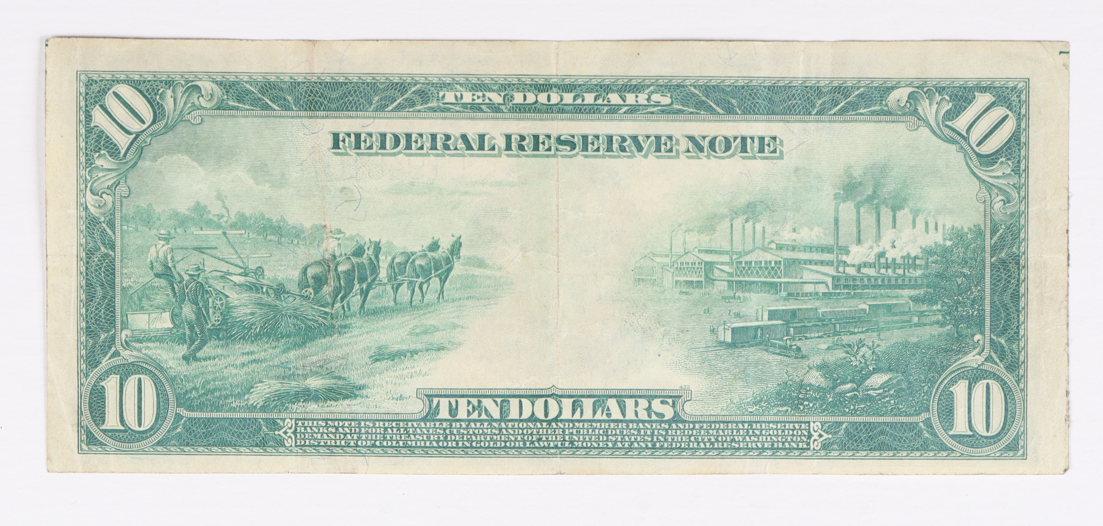 1913 $10 Ten Dollar U.S. Federal Reserve Note | Pristine Auction