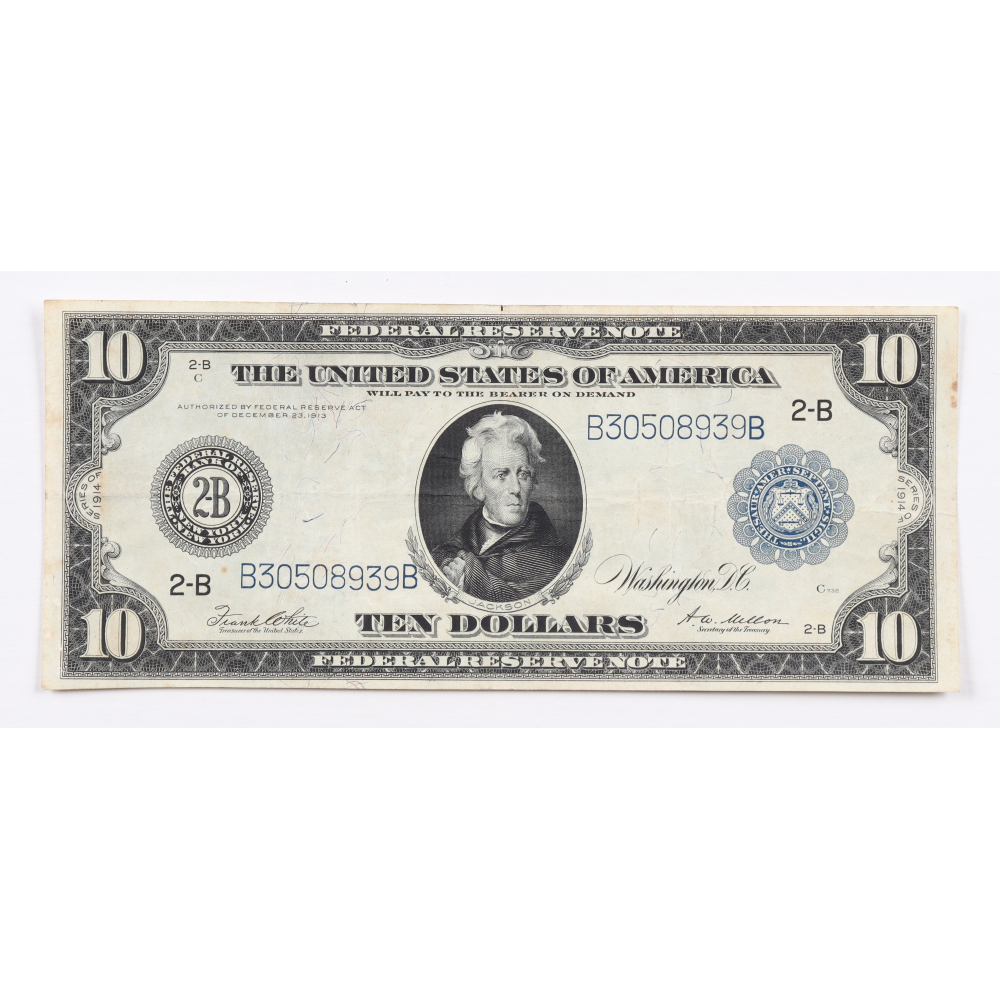 1913 $10 Ten Dollar U.S. Federal Reserve Note | Pristine Auction