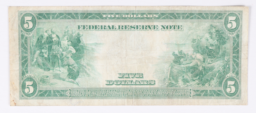 1913 $5 Five Dollar U.S. Federal Reserve Note | Pristine Auction