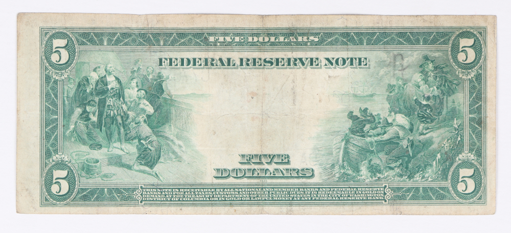 1913 $5 Five Dollar U.S. Federal Reserve Note | Pristine Auction