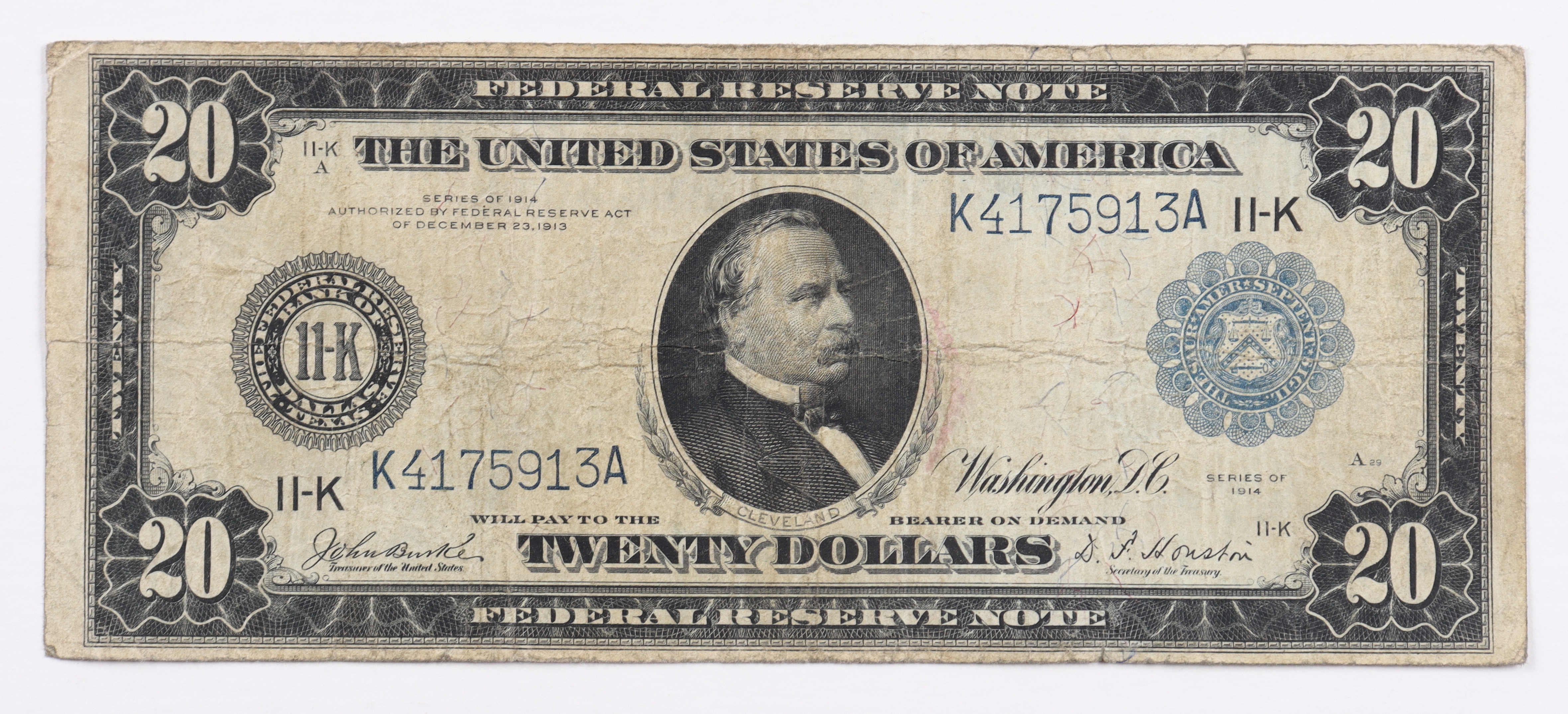 1913 $20 Twenty Dollar U.S. Federal Reserve Note | Pristine Auction