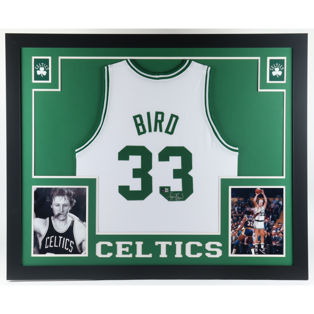 Larry Bird Signed 35x43 Custom Framed Jersey Display (Beckett ...
