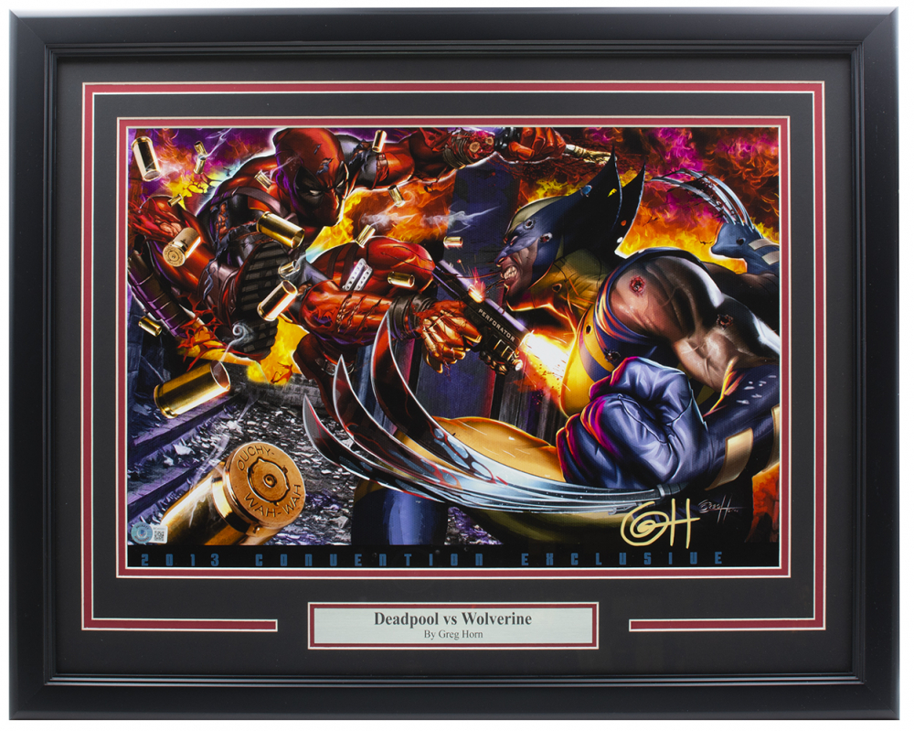 Greg Horn Signed "Deadpool vs. Wolverine" Custom Framed Lithograph ...