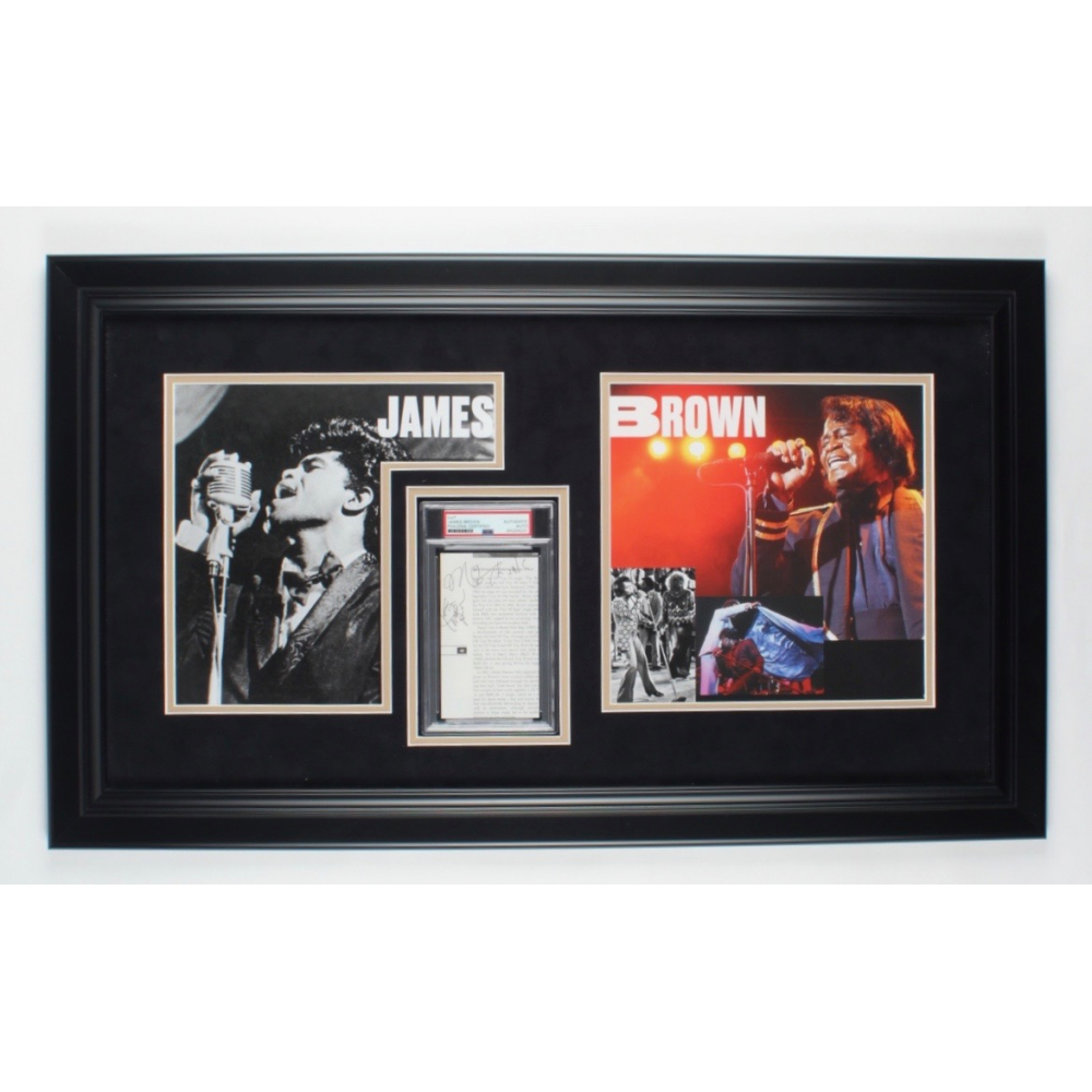 James Brown Signed 19x32 Custom Framed Cut Display with Inscription ...