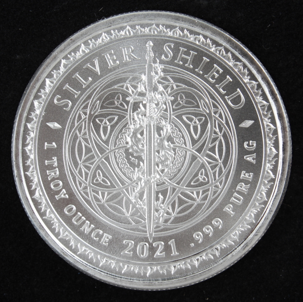 1 Troy oz .999 2021 Gadsden Flag Don't Tread On Me Silver Shield ...