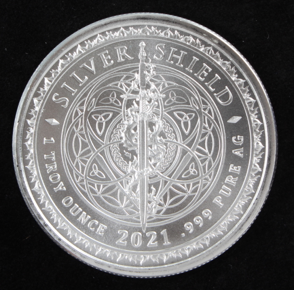 1 Troy oz .999 2021 Gadsden Flag Don't Tread On Me Silver Shield ...