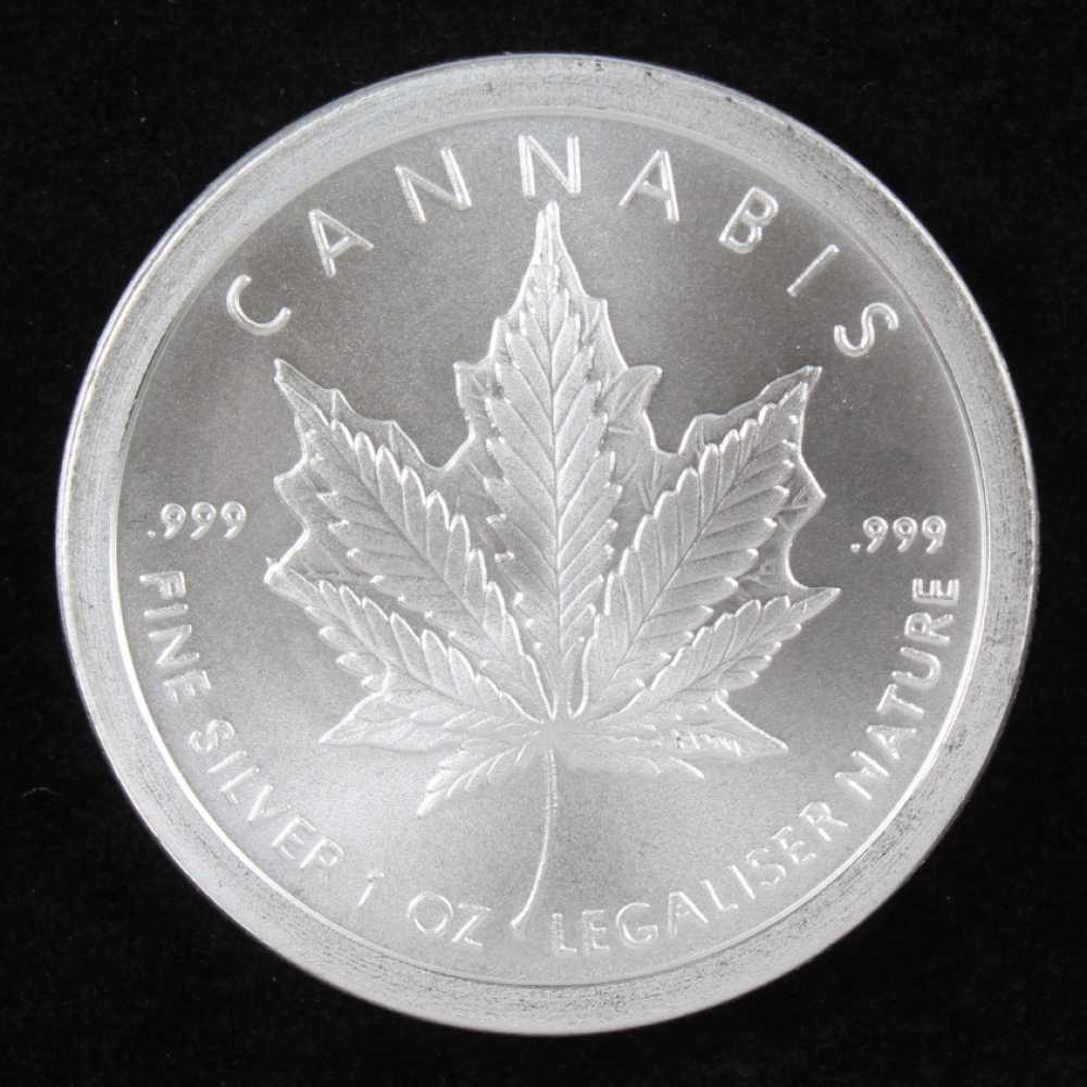 1 Troy oz .999 2021 Cannabis Silver Shield Bullion Round | Pristine Auction