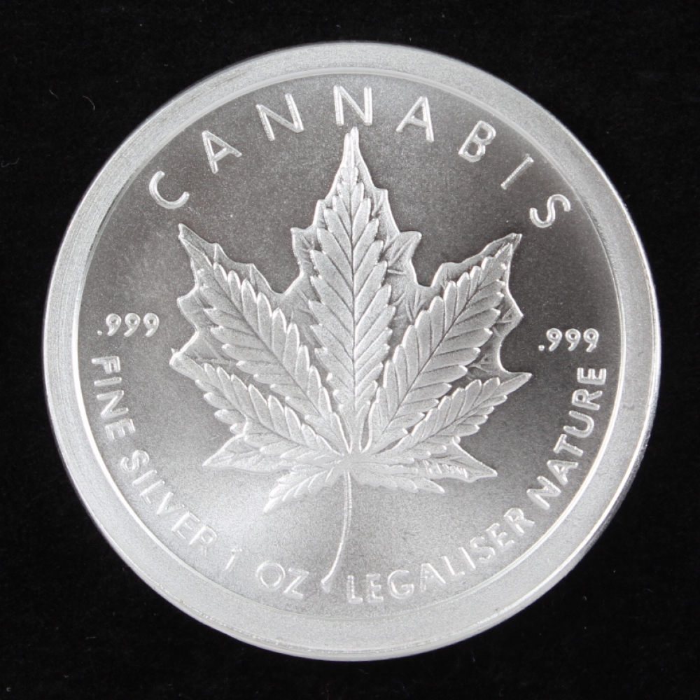 1 Troy oz .999 2021 Cannabis Silver Shield Bullion Round | Pristine Auction