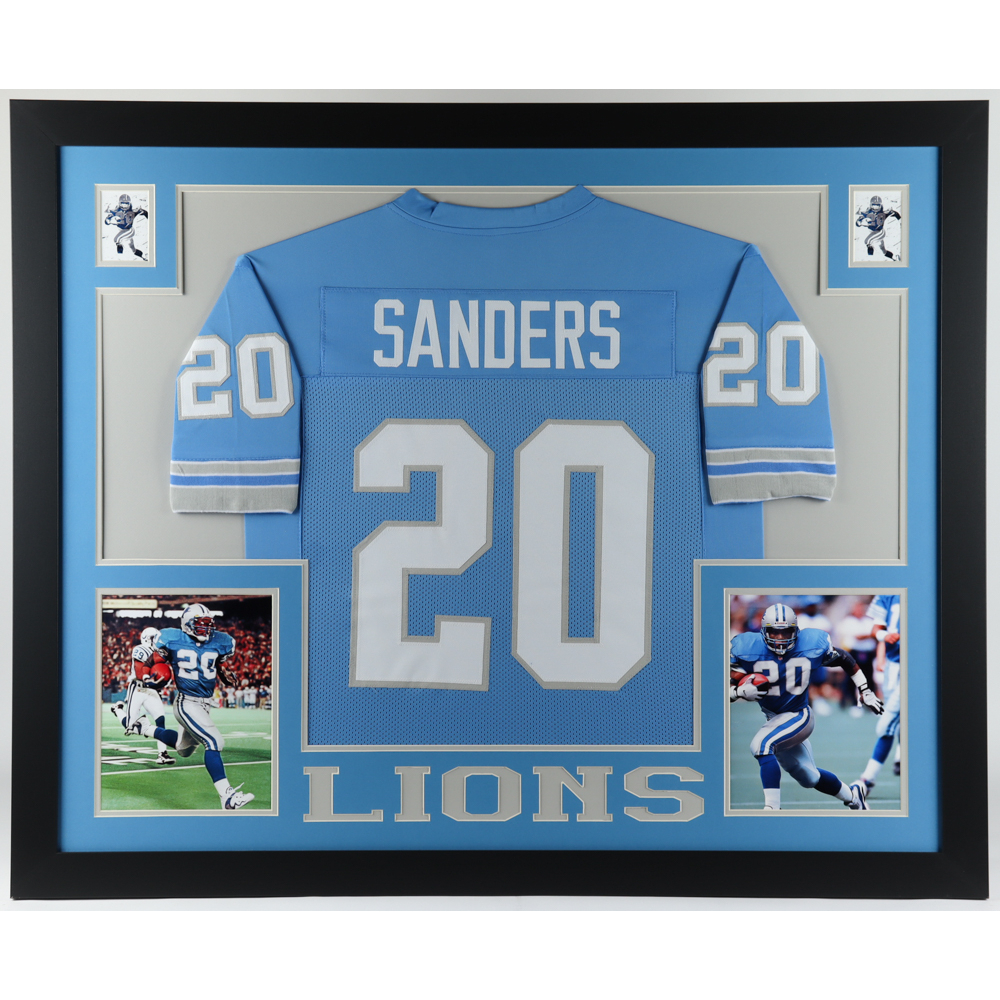Barry Sanders 35x43 Custom Framed Jersey Display | Pristine Auction