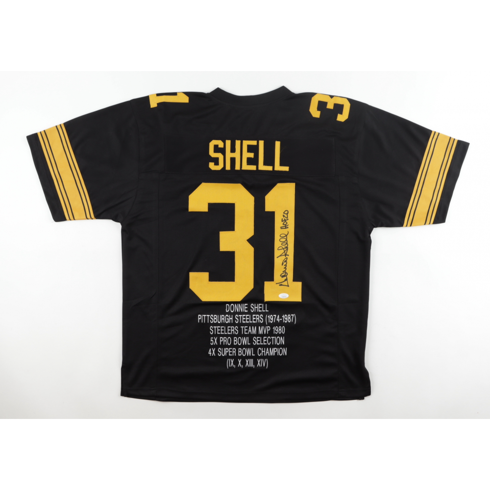 Donnie Shell Signed Career Highlight Stat Jersey Inscribed "HOF 20 ...