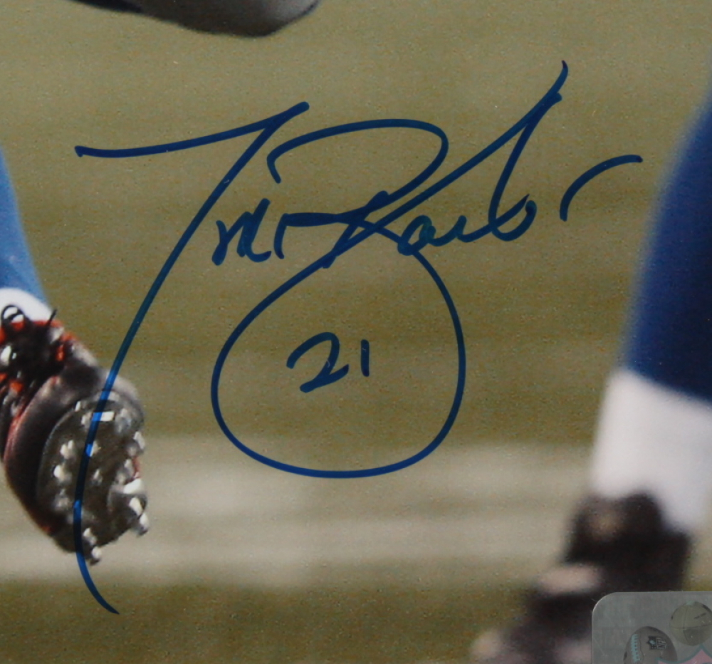 Tiki Barber Signed Giants 12x15 Custom Framed Photo Display (Steiner ...