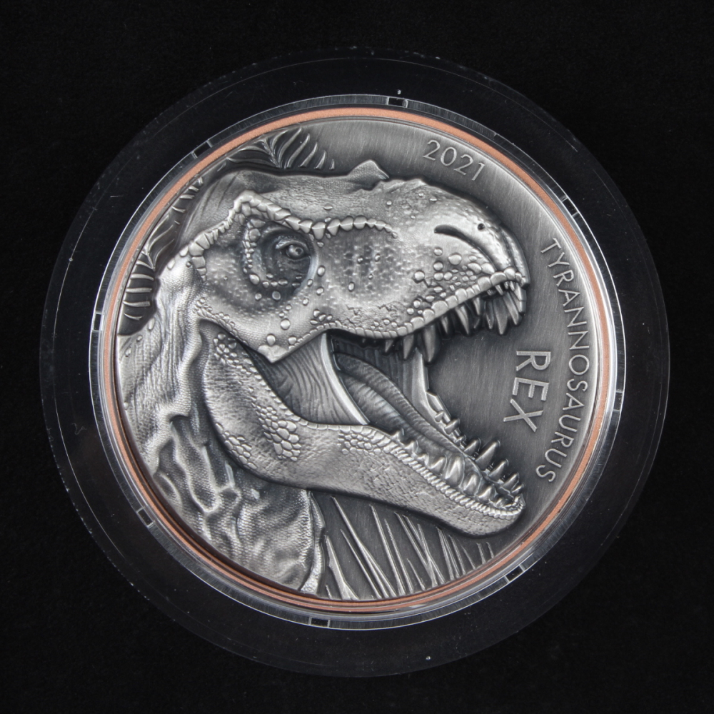 2021 Tyrannosaurus Rex Double Silver Giant - Vanatu - 5 oz Bimetal Coin ...