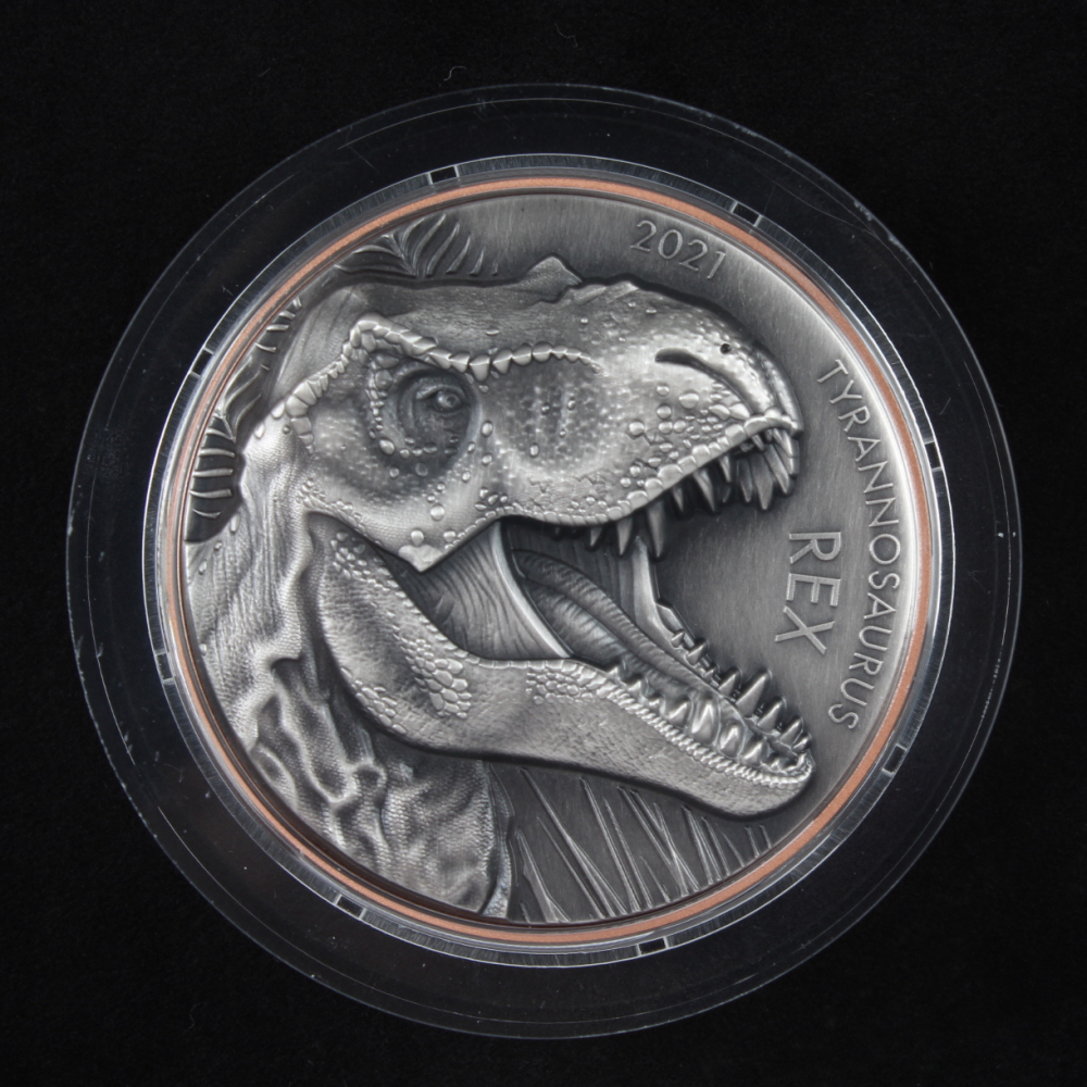 2021 Tyrannosaurus Rex Double Silver Giant - Vanatu - 5 oz Bimetal Coin ...