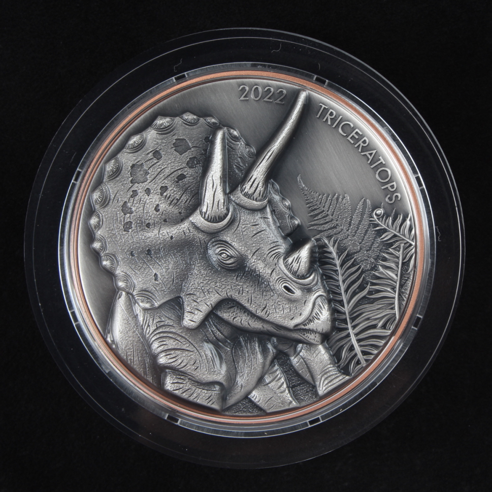 2022 Triceratops Double Silver Giant - Vanatu - 5 oz Bimetal Coin with ...
