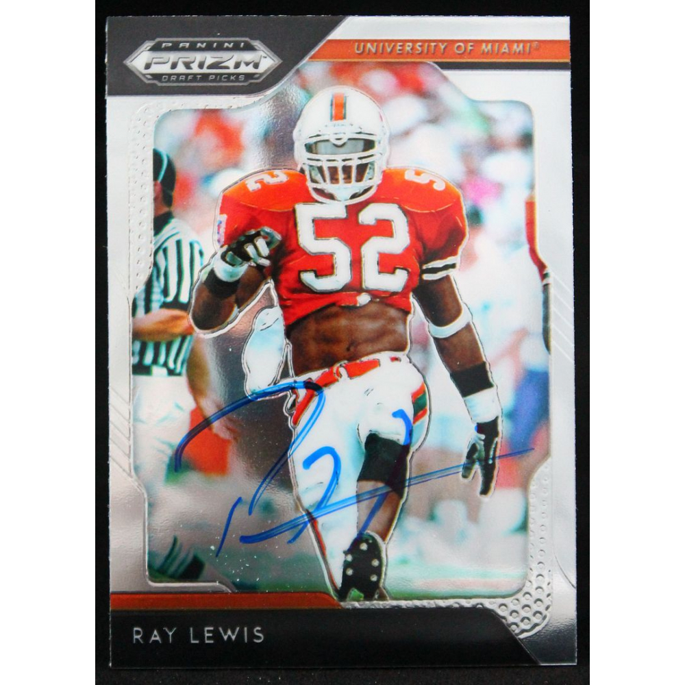 Ray Lewis Signed 2019 Panini Prizm Draft Picks #77 (Beckett) | Pristine ...