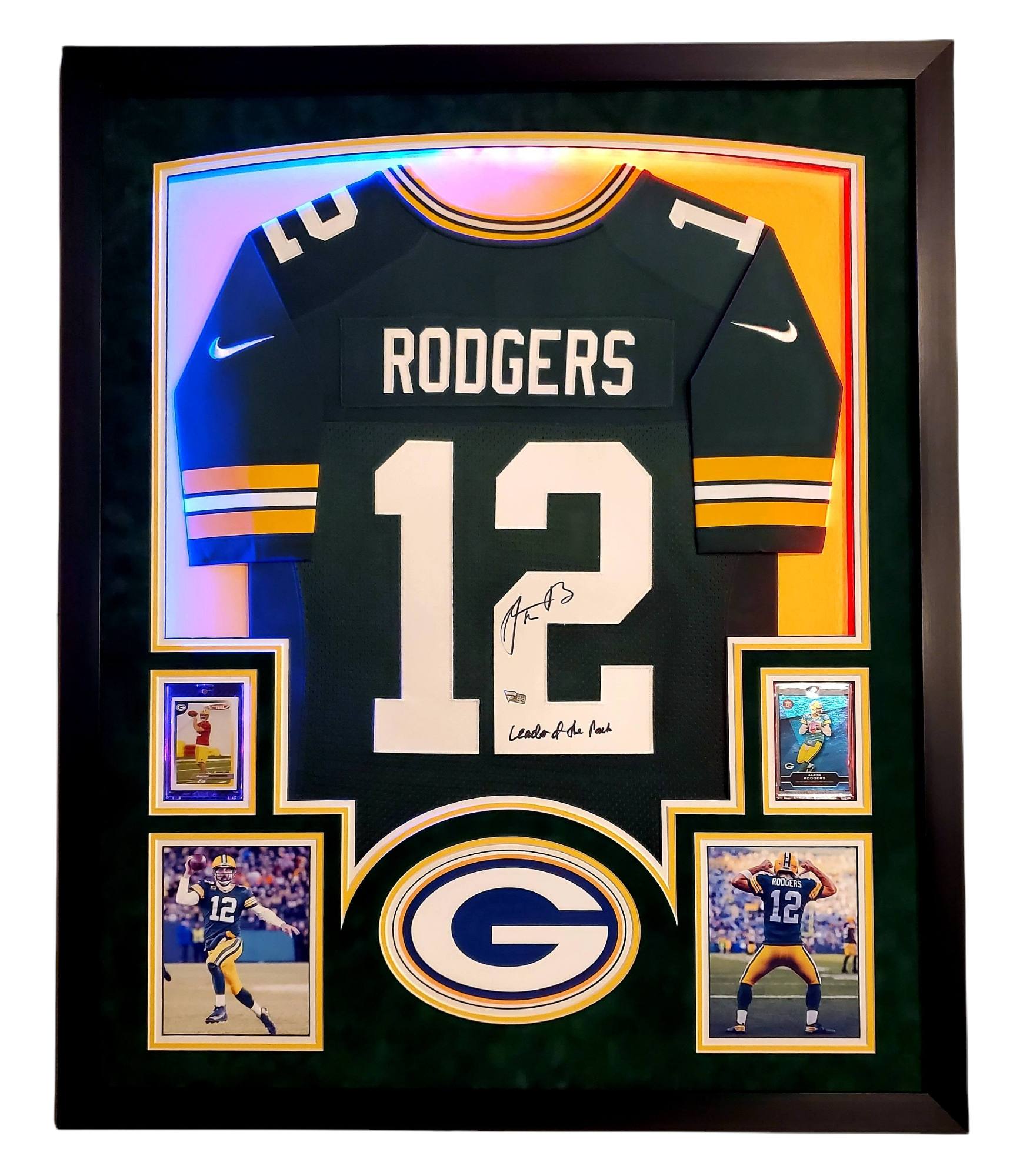 Aaron Rodgers Signed Packers 34x42 Custom Framed Jersey Display with ...