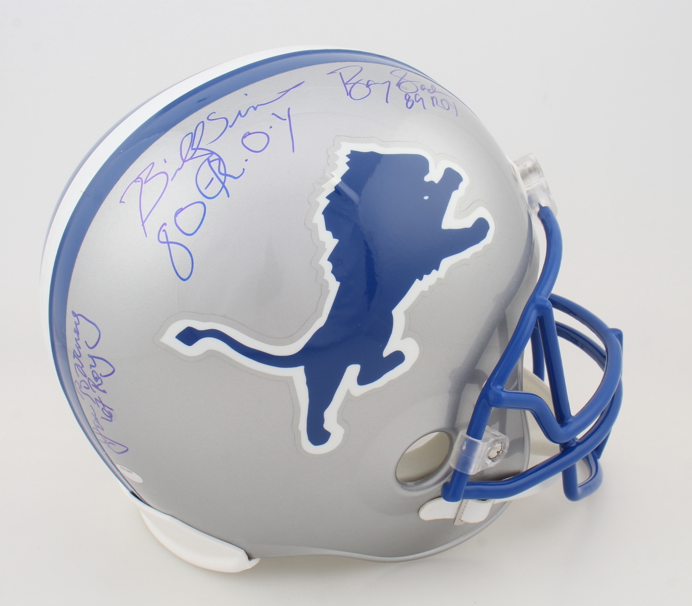 Barry Sanders, Billy Sims & Lem Barney Signed Lions Full-Size Helmet ...