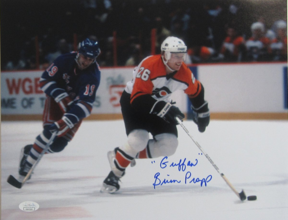 Brian Propp Signed Flyers 11x14 Photo Inscribed "Guffaw" (JSA) | Barnebys