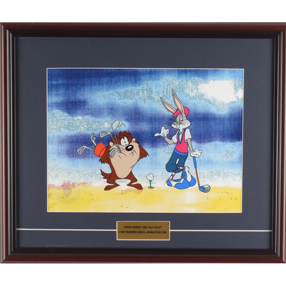 Warner Bros "Bugs Bunny and Taz Golf" 16x19 Custom Framed (2) Piece ...