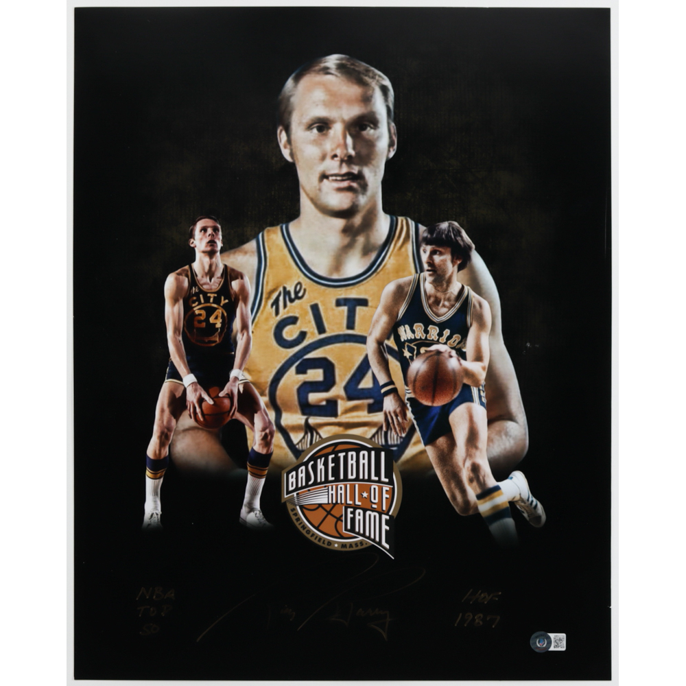 Rick Barry Signed Warriors 16x20 Photo Inscribed "NBA Top 50" & "HOF ...