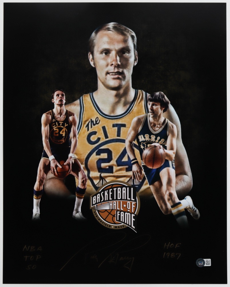 Rick Barry Signed Warriors 16x20 Photo Inscribed "NBA Top 50" & "HOF ...