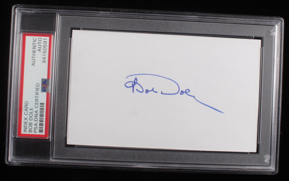 Bob Dole Signed 3x5 Index Card (PSA) | Pristine Auction