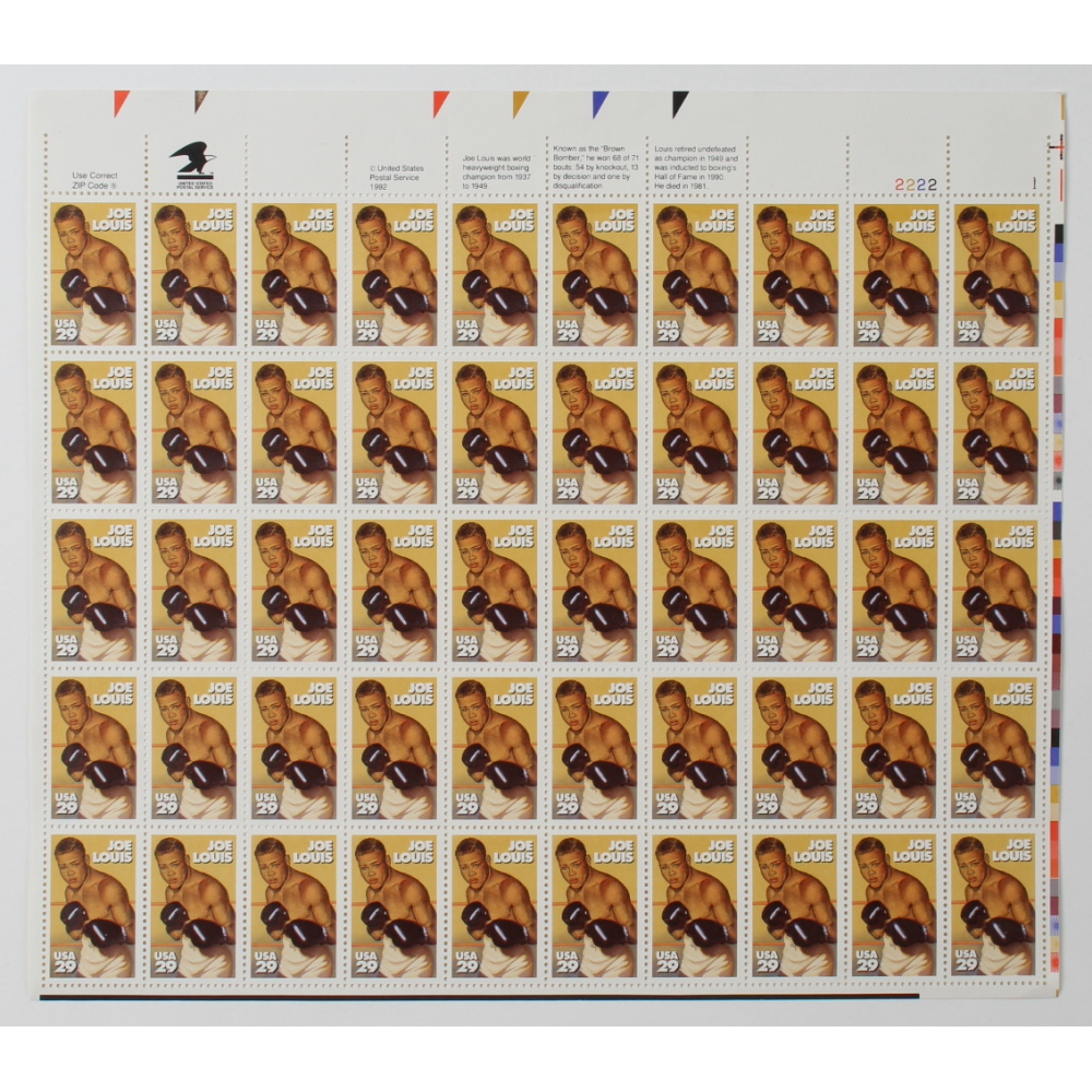 Sheet of (50) Unused 1992 Joe Louis Stamps | Pristine Auction
