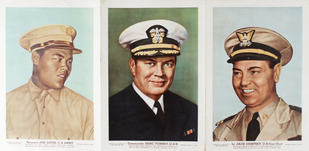 Joe Louis, Gene Tunney & Jack Dempsey 15x30 Daily Sun "Armed Forces ...