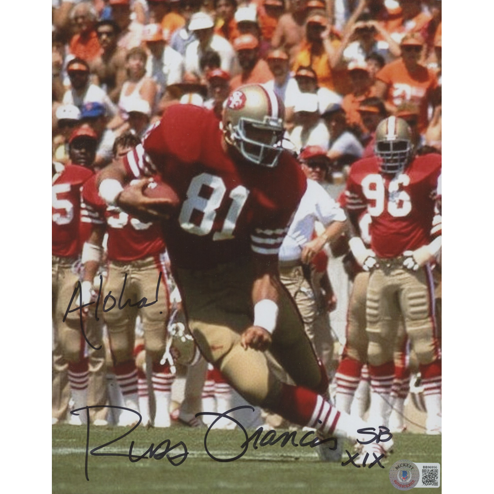 Russ Francis Signed 49ers 8x10 Photo Inscribed "Aloha!" & "SBXIX ...