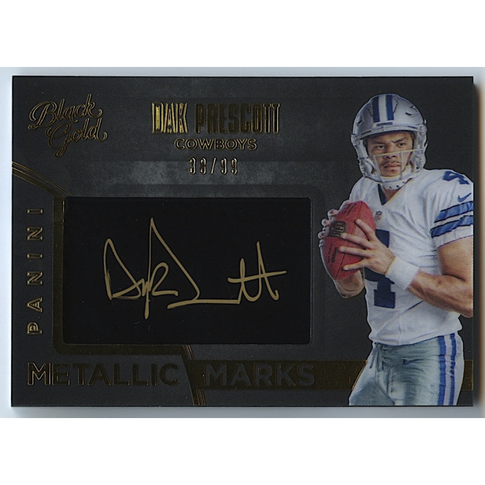 Dak Prescott 2016 Panini Black Gold Metallic Marks #6 RC Autograph #38/ ...