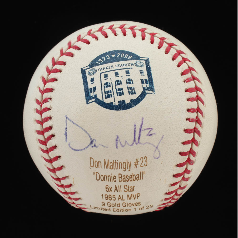 Don Mattingly Signed Yankees OML Yankee Stadium Centennial Career Stat ...
