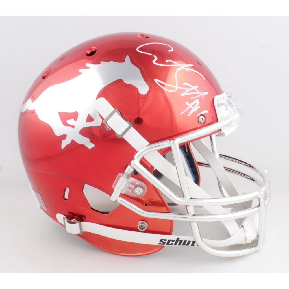 Courtland Sutton Signed SMU Mustangs Full-Size Chrome Helmet (Beckett ...