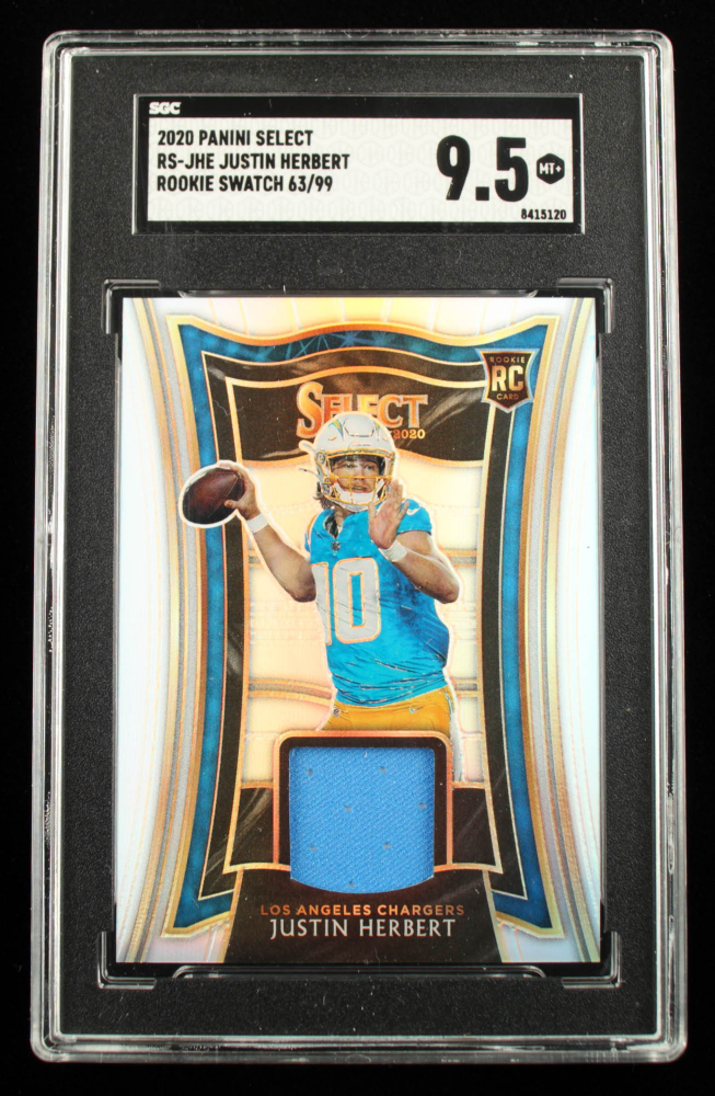 Justin Herbert 2020 Select Rookie Swatches Prizm #4 #63/99 (SGC 9.5 ...