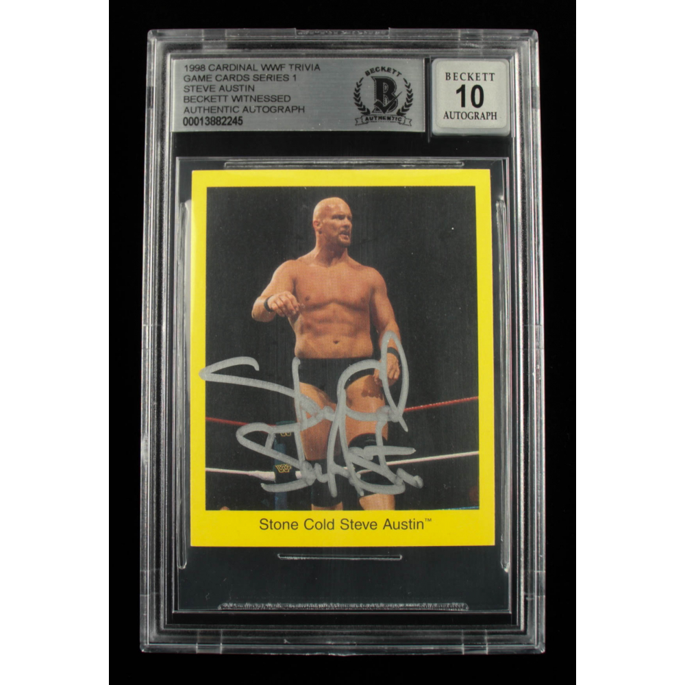 Stone Cold Steve Austin Signed 1998 Cardinal WWF Trivia Game Cards ...