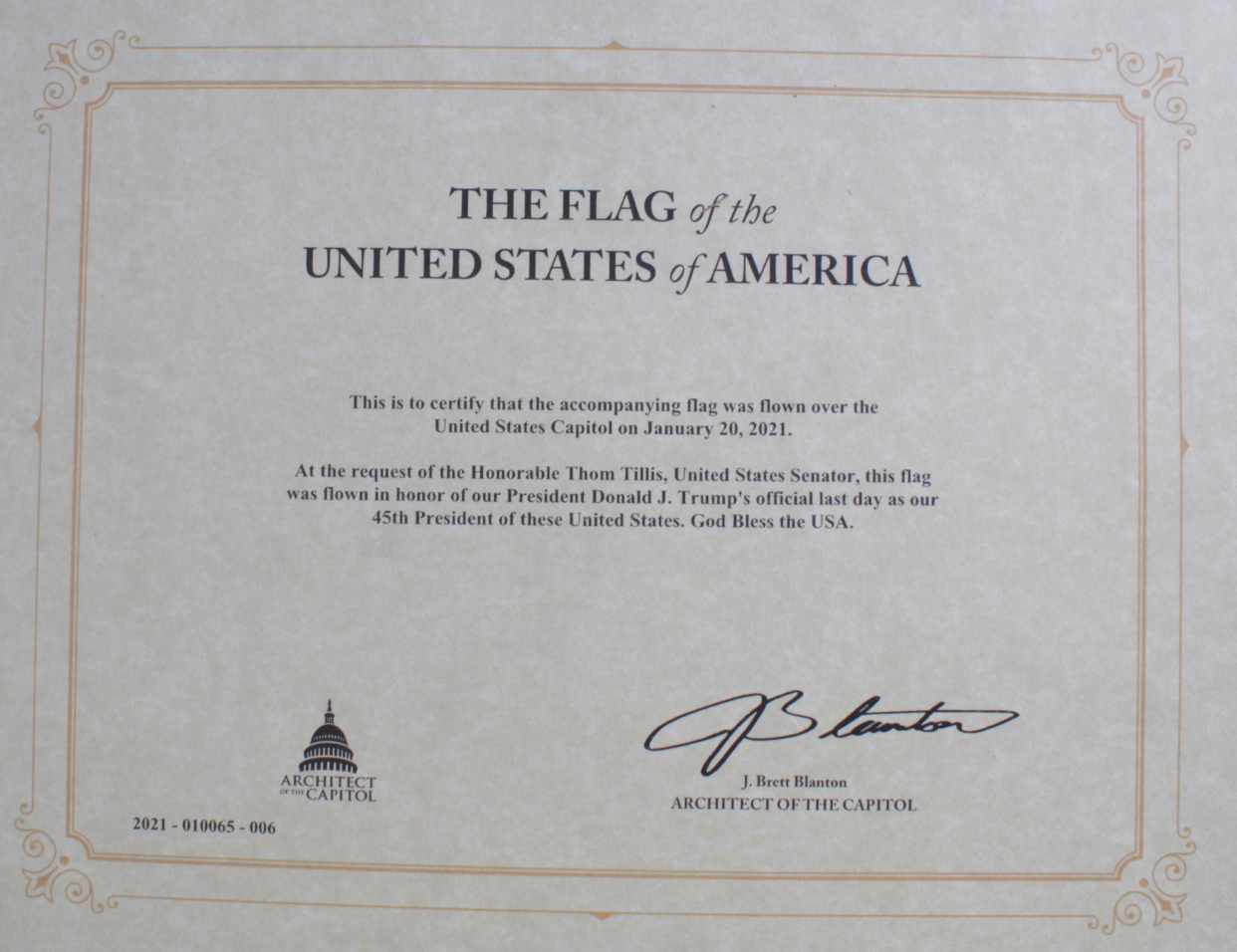 American Flag Flown Over the Capitol with on January 20, 2021 ...