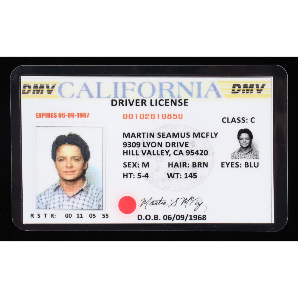 "Back to the Future" Movie Replica Marty McFly Drivers License Prop ...