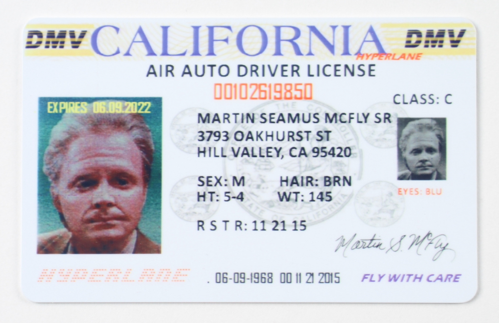 "Back to the Future" Movie Replica Marty McFly Drivers License Prop ...